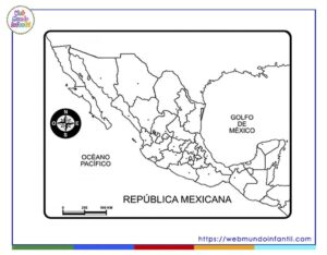 Mapas de México para colorear con y sin nombres para imprimir