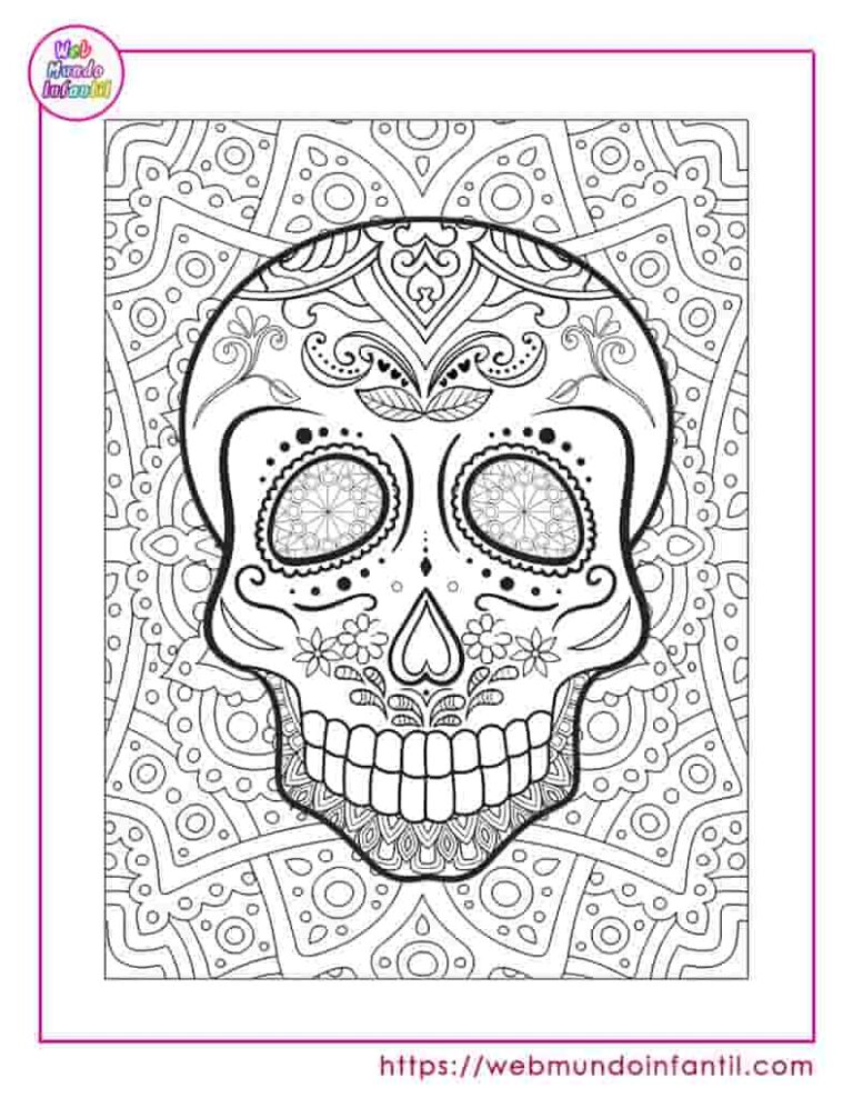 Mandalas con calaveras para colorear e imprimir en pdf