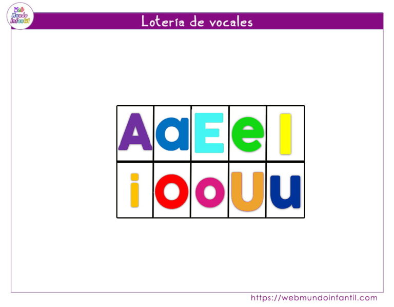 Lotería de vocales para imprimir en pdf