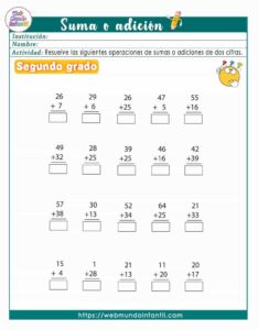 Actividades de matemáticas para segundo grado de primaria
