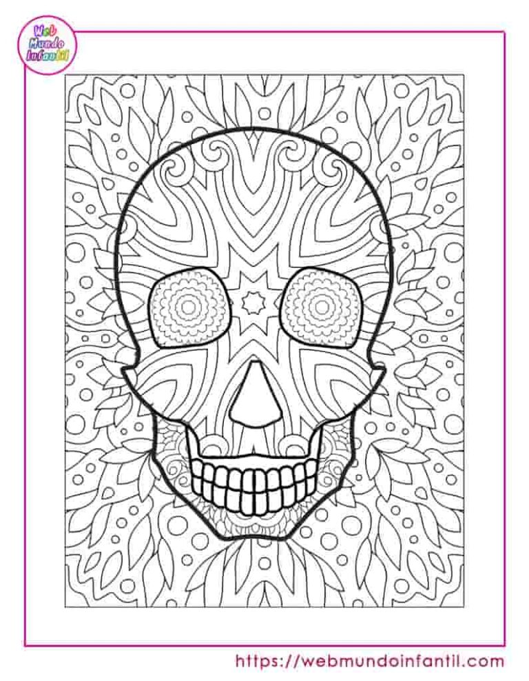 Mandalas con calaveras para colorear e imprimir en pdf