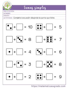Actividades de sumas para primer grado para imprimir