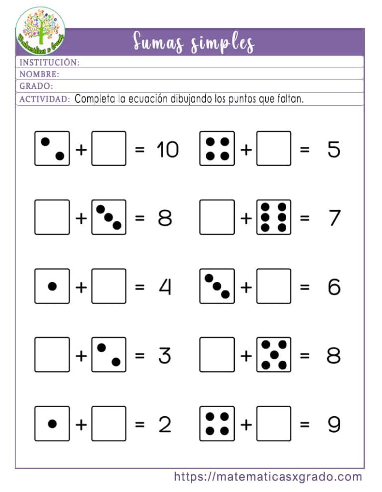 Actividades de sumas para primer grado para imprimir