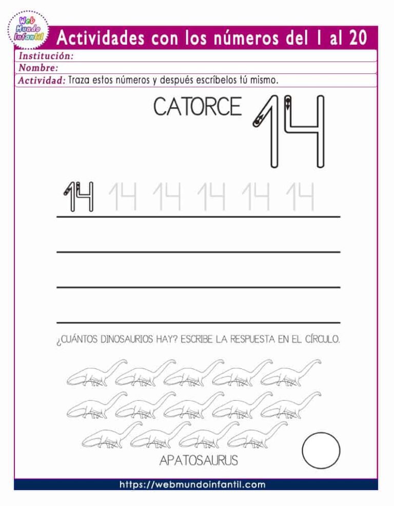 Actividades de números del 1 al 20 para preescolar