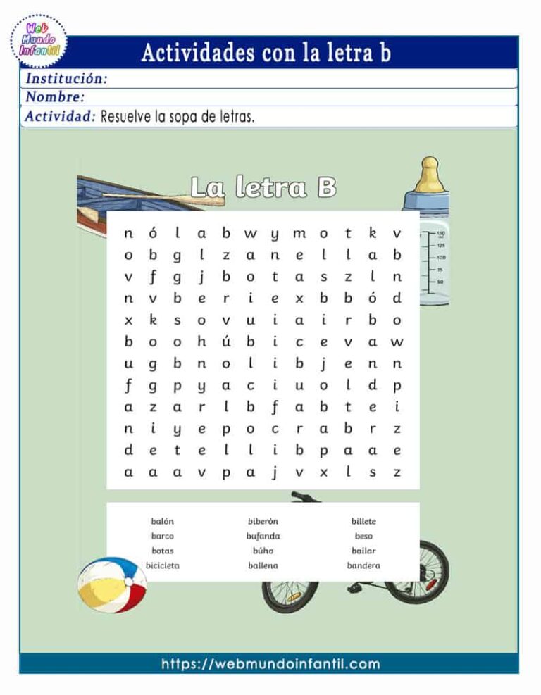 Actividades de lectoescritura con la letra b para niños
