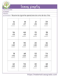 Actividades de sumas para primer grado para imprimir