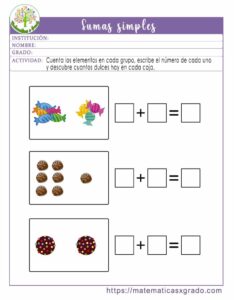 Actividades de sumas para primer grado para imprimir