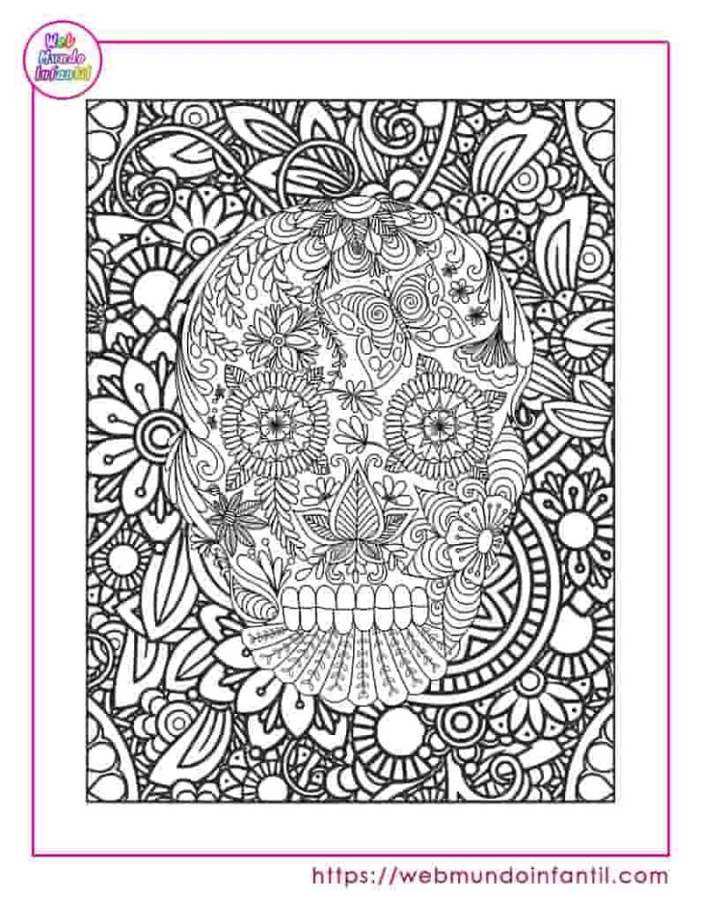 Mandalas con calaveras para colorear e imprimir en pdf