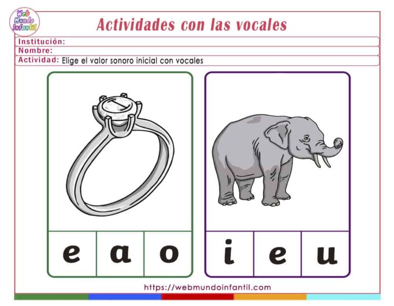 Actividades de lectoescritura con las vocales - Web Mundo Infantil