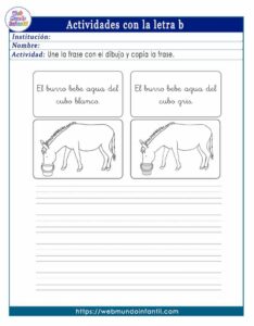 Actividades de lectoescritura con la letra b para niños