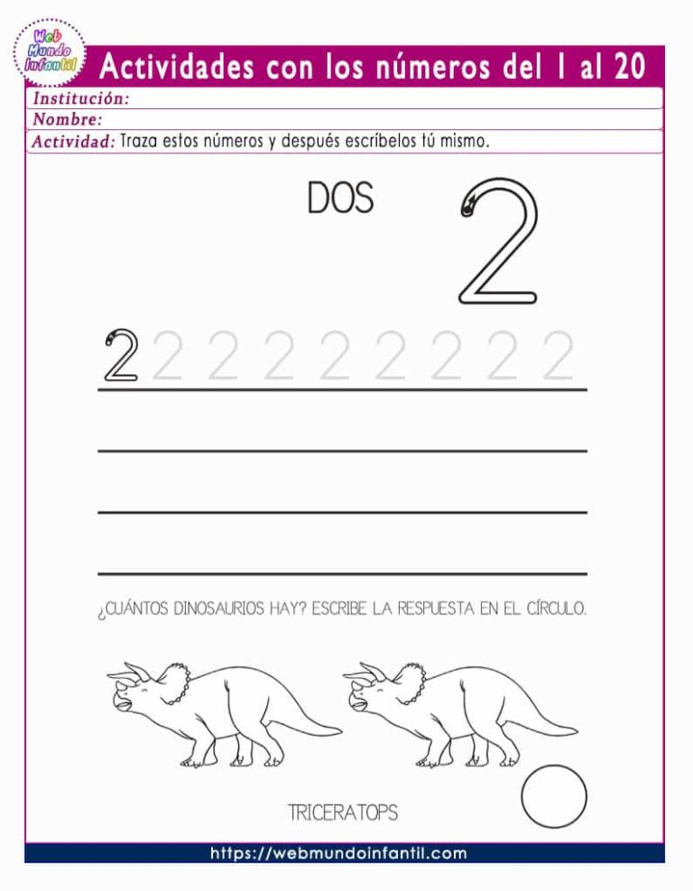 Actividades de números del 1 al 20 para preescolar