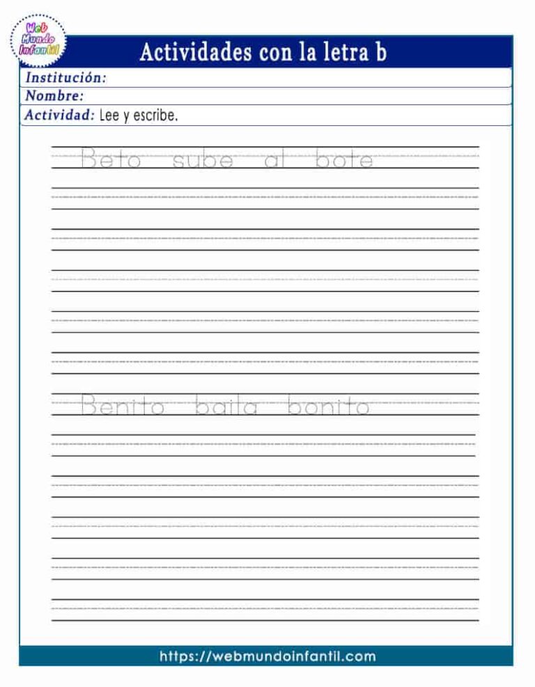 Actividades de lectoescritura con la letra b para niños