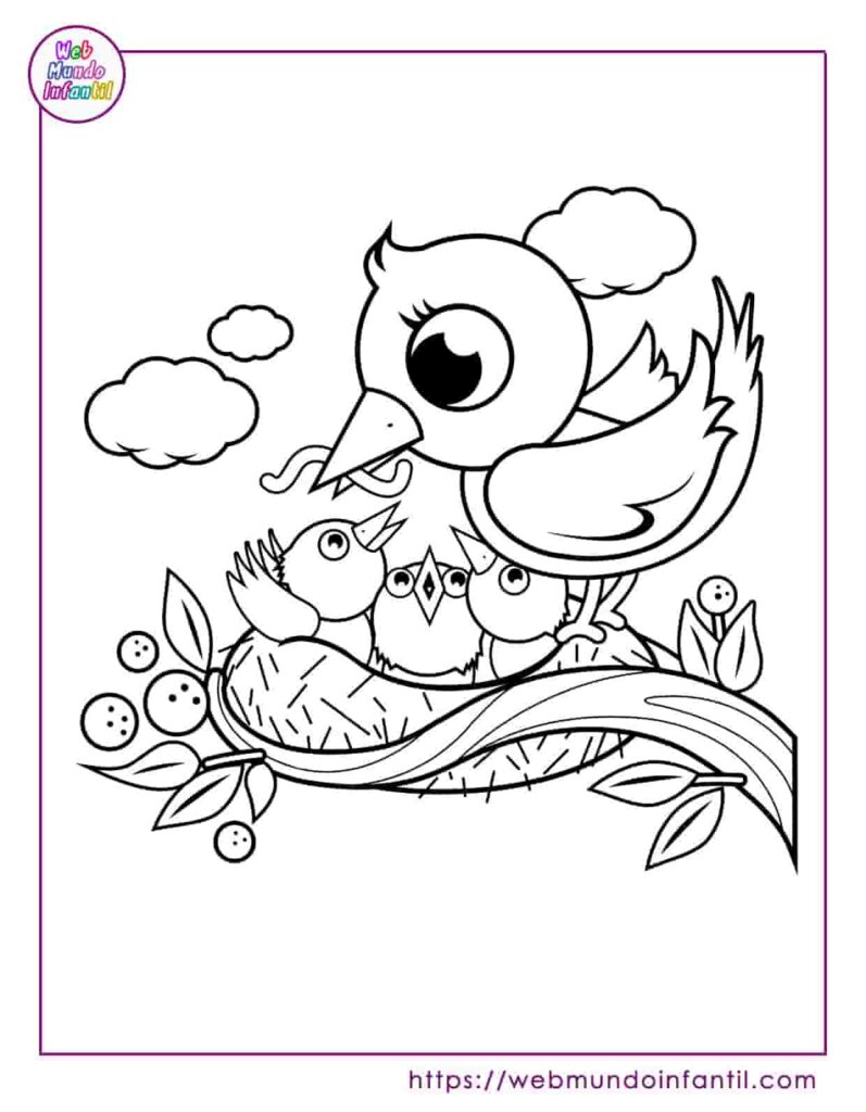 Dibujos de aves para colorear [Fichas para imprimir]
