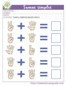 Actividades de sumas para primer grado para imprimir