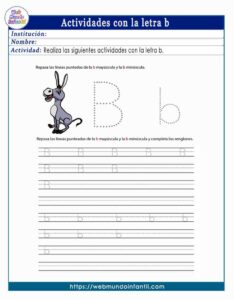 Actividades de lectoescritura con la letra b para niños