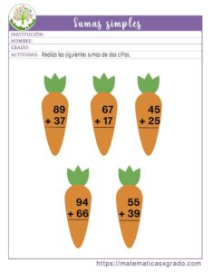 Actividades de sumas para primer grado para imprimir