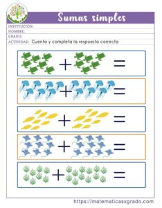 Actividades de sumas para primer grado para imprimir