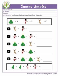 Actividades de sumas para primer grado para imprimir