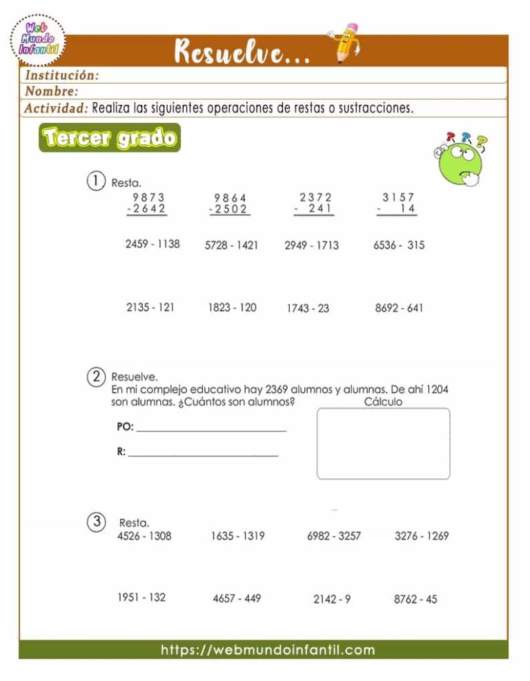 Actividades de matematica para tercer grado de primaria (PDF)