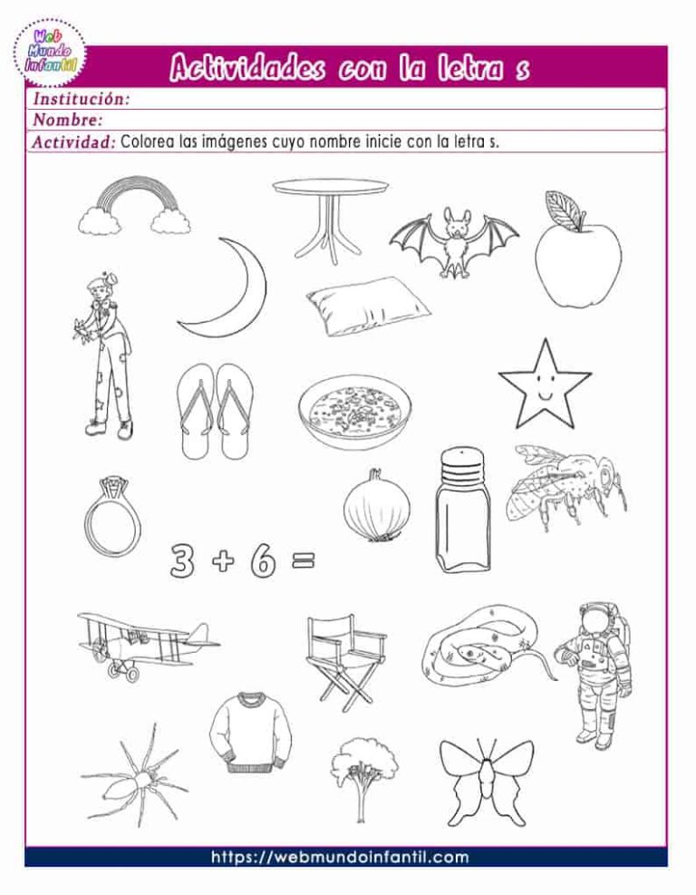 Actividades de lectoescritura con la letra "S" - Web Mundo Infantil