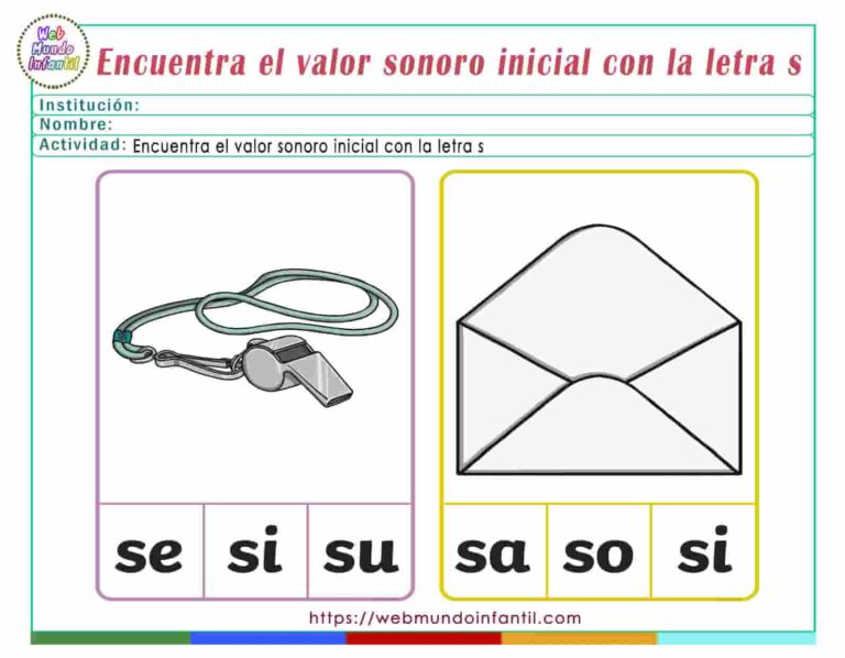 Actividades de lectoescritura con la letra "S" - Web Mundo Infantil