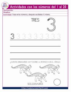 Actividades de números del 1 al 20 para preescolar