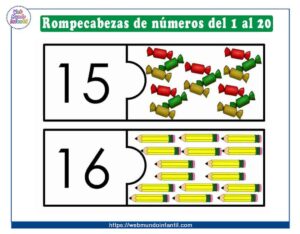 Rompecabezas de números para imprimir en pdf