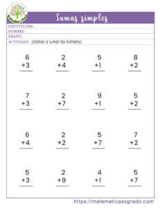 Actividades de sumas para primer grado para imprimir