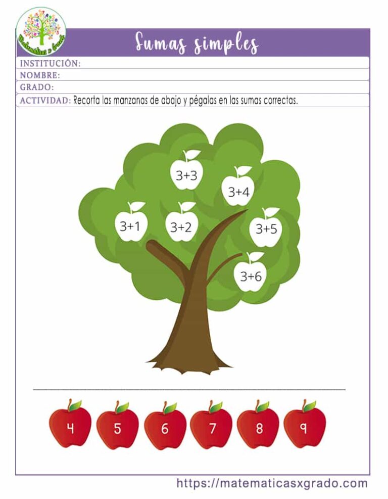 Actividades de sumas para primer grado para imprimir