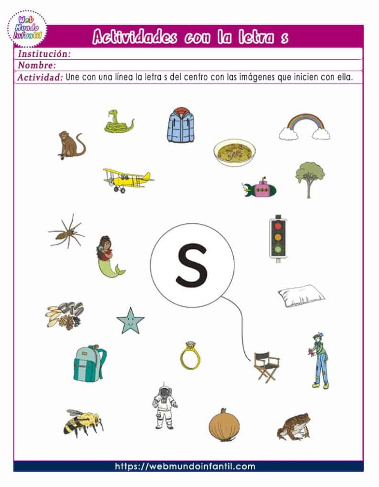 Actividades de lectoescritura con la letra "S" - Web Mundo Infantil