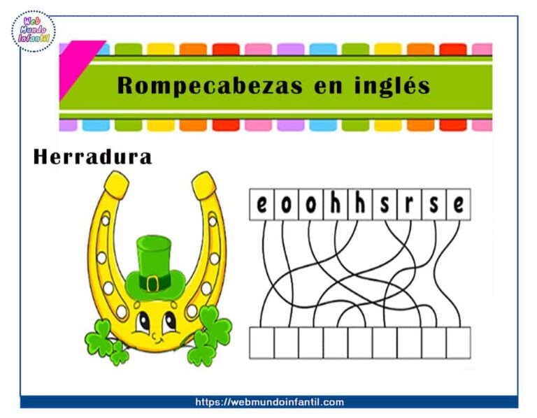 Rompecabezas en inglés para imprimir y armar palabras