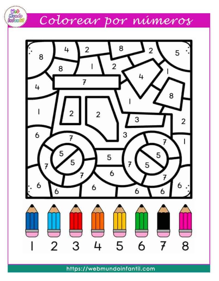 Colorear por números del 1 al 12 para niños