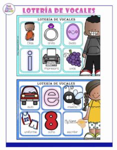 Lotería de vocales para imprimir en pdf