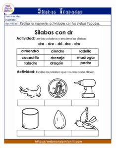 Actividades con sílabas trabadas para imprimir
