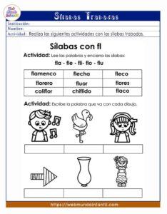 Actividades con sílabas trabadas para imprimir