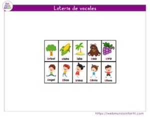 Lotería de vocales para imprimir en pdf