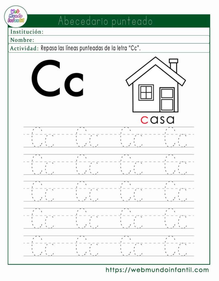 Abecedario punteado para niños de preescolar