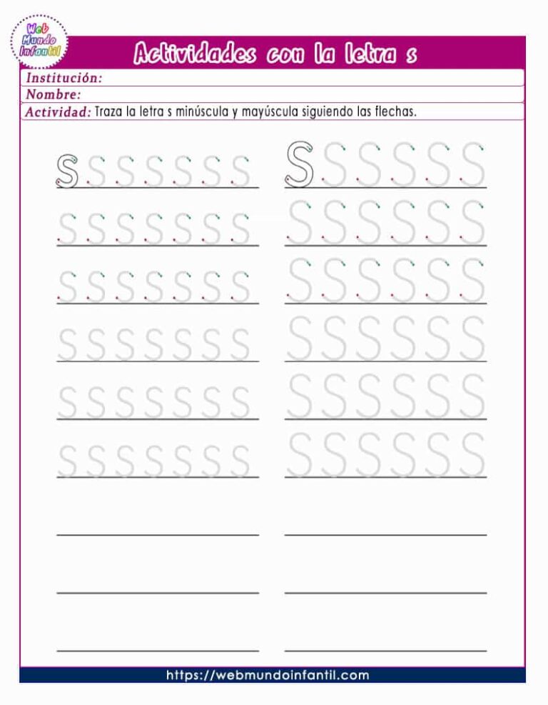 Actividades de lectoescritura con la letra "S" - Web Mundo Infantil