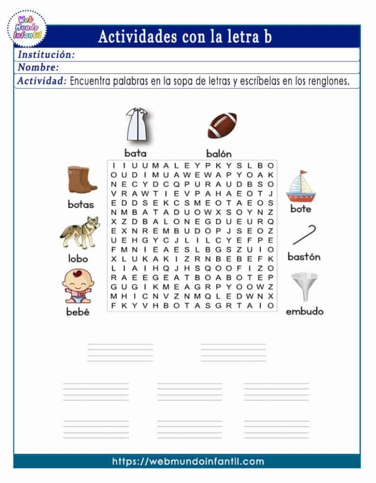 Actividades de lectoescritura con la letra b para niños