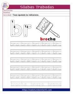 Ejercicios de lectoescritura con silabas trabadas para imprimir