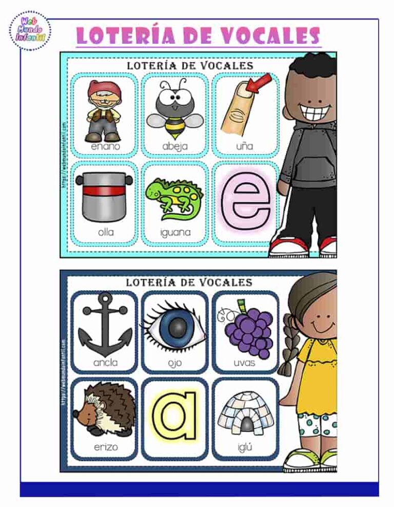 Lotería de vocales para imprimir en pdf