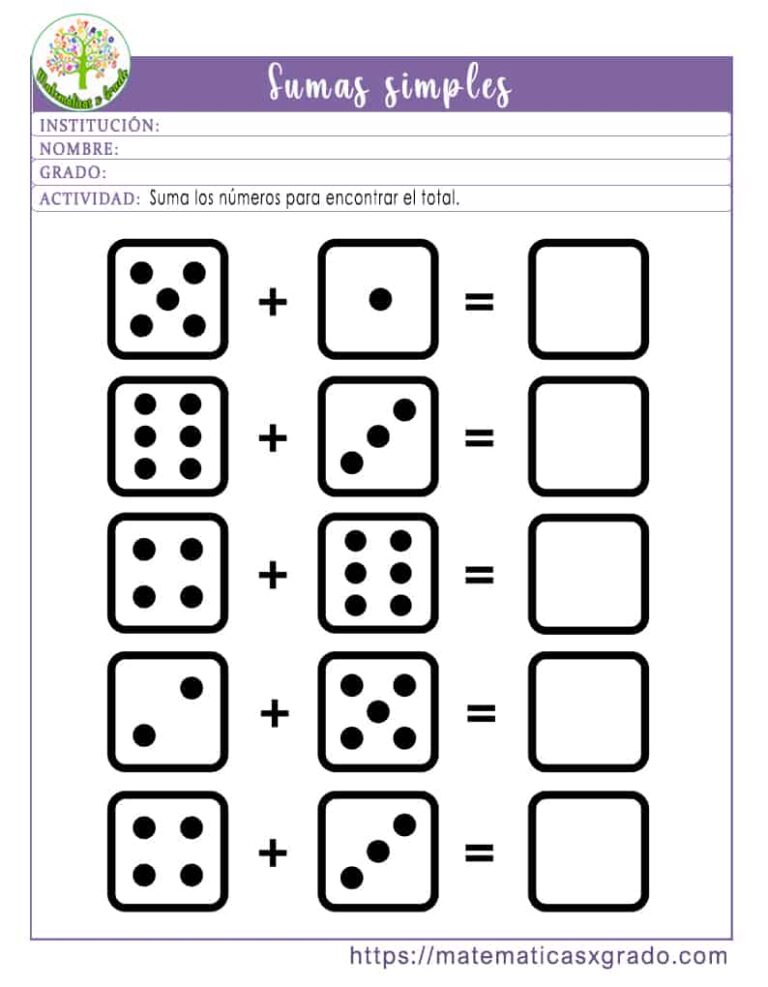 Actividades de sumas para primer grado para imprimir