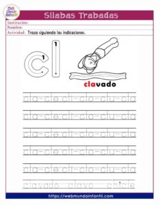 Ejercicios de lectoescritura con silabas trabadas para imprimir