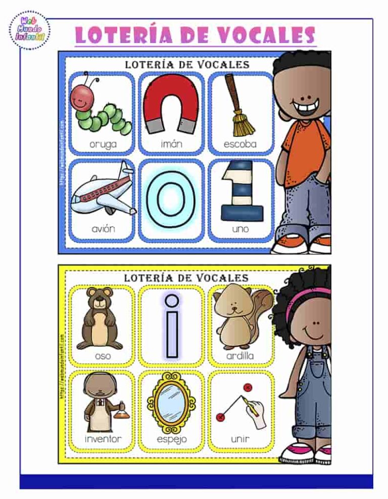 Lotería de vocales para imprimir en pdf