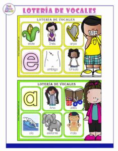 Lotería de vocales para imprimir en pdf