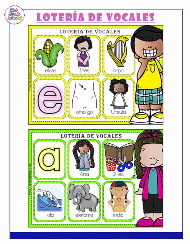 Lotería de vocales para imprimir en pdf