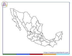 Mapas de México para colorear con y sin nombres para imprimir