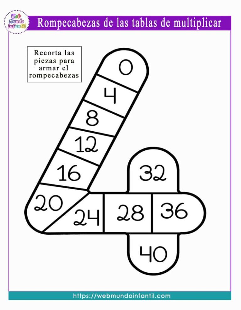 Rompecabezas de las tablas de multiplicar para imprimir pdf