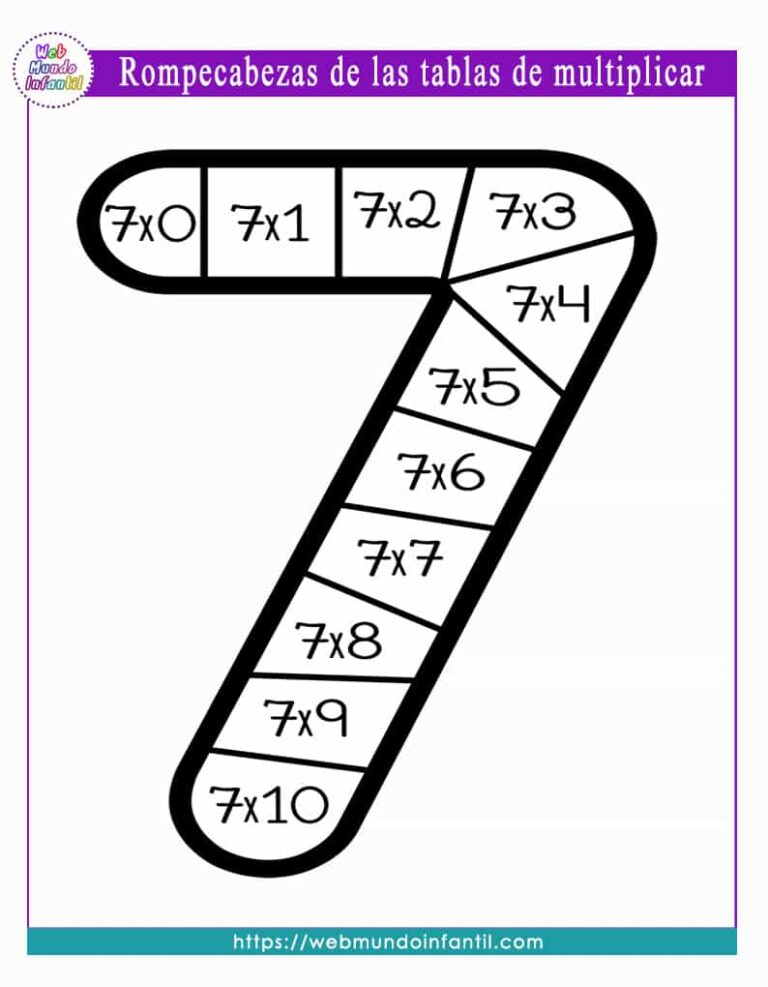 Rompecabezas de las tablas de multiplicar para imprimir pdf
