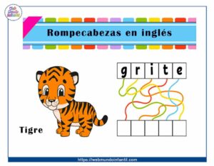 Rompecabezas en inglés para imprimir y armar palabras